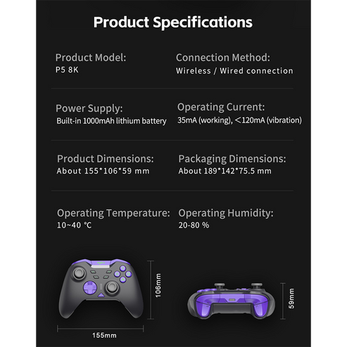 PXN P5 8K Gaming Controller – 8K Resolution, Hall‑Stick, PC/Switch ...