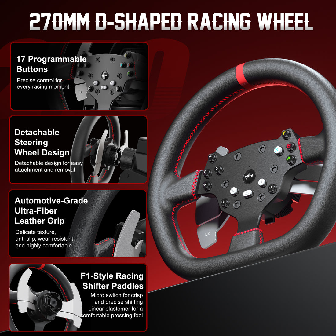 PXN V10 Ultra Racing Wheel – 3.2 Nm Dual‑Motor Direct‑Drive FFB – PXN ...
