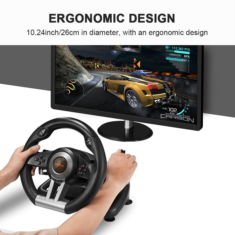 PXN V3 Pro Gaming Wheel – 180° Vibration Steering for PC/PS4/Xbox ...