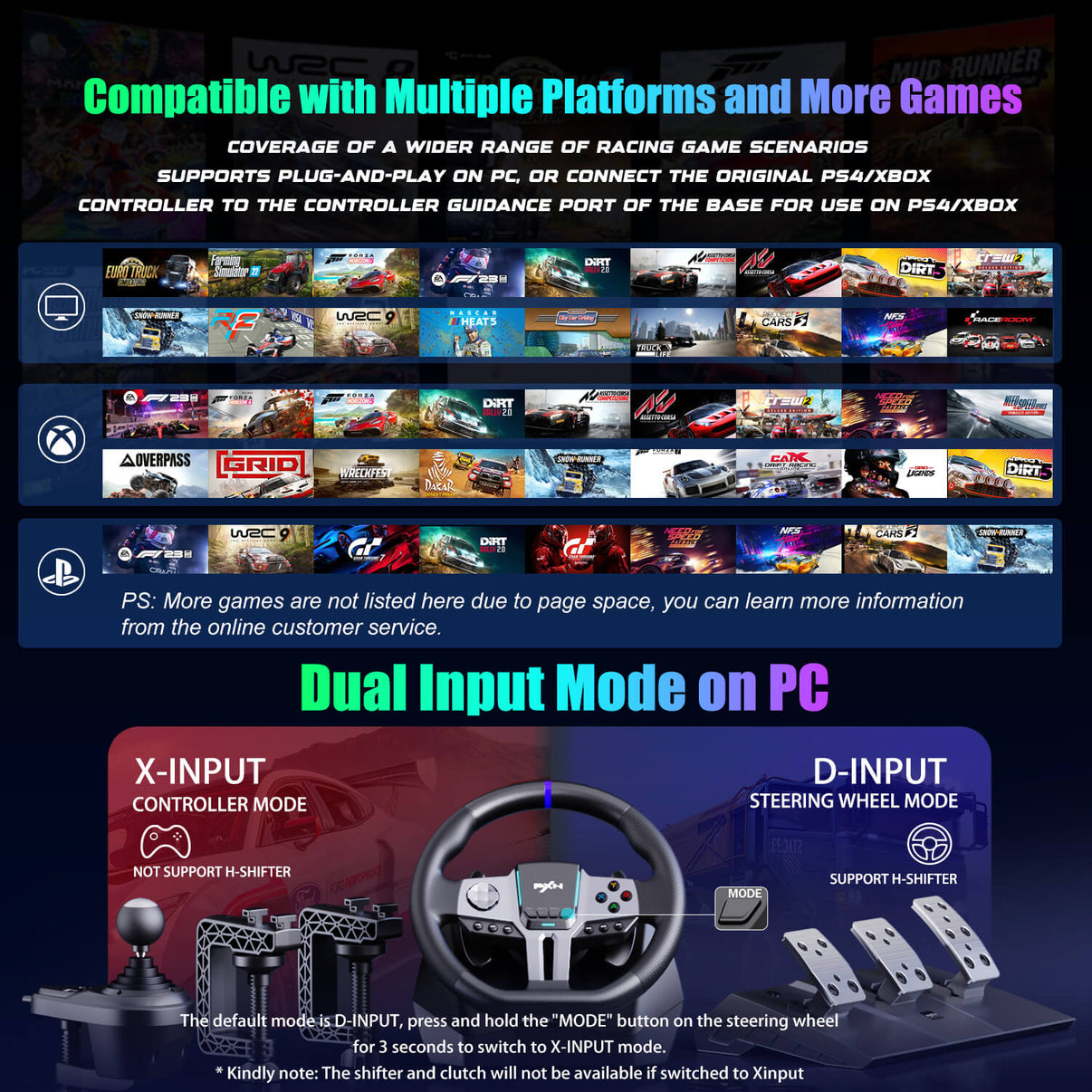 PXN V9 Gen2 Racing Wheel – 270/900° Bundle for PC/PS4/Xbox/Switch – PXN ...