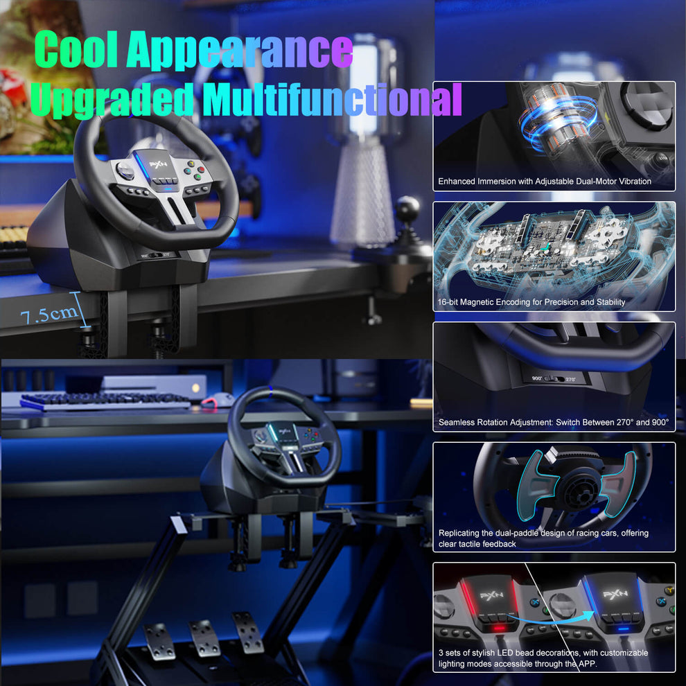 PXN V9 Gen2 Racing Wheel – 270/900° Bundle for PC/PS4/Xbox/Switch – PXN ...