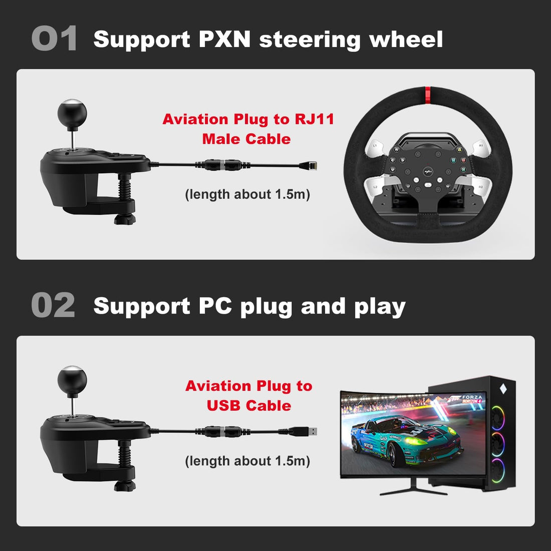 PXN A7 Gaming Gear Shifter 6 +1 Shift Lever – PXN Official